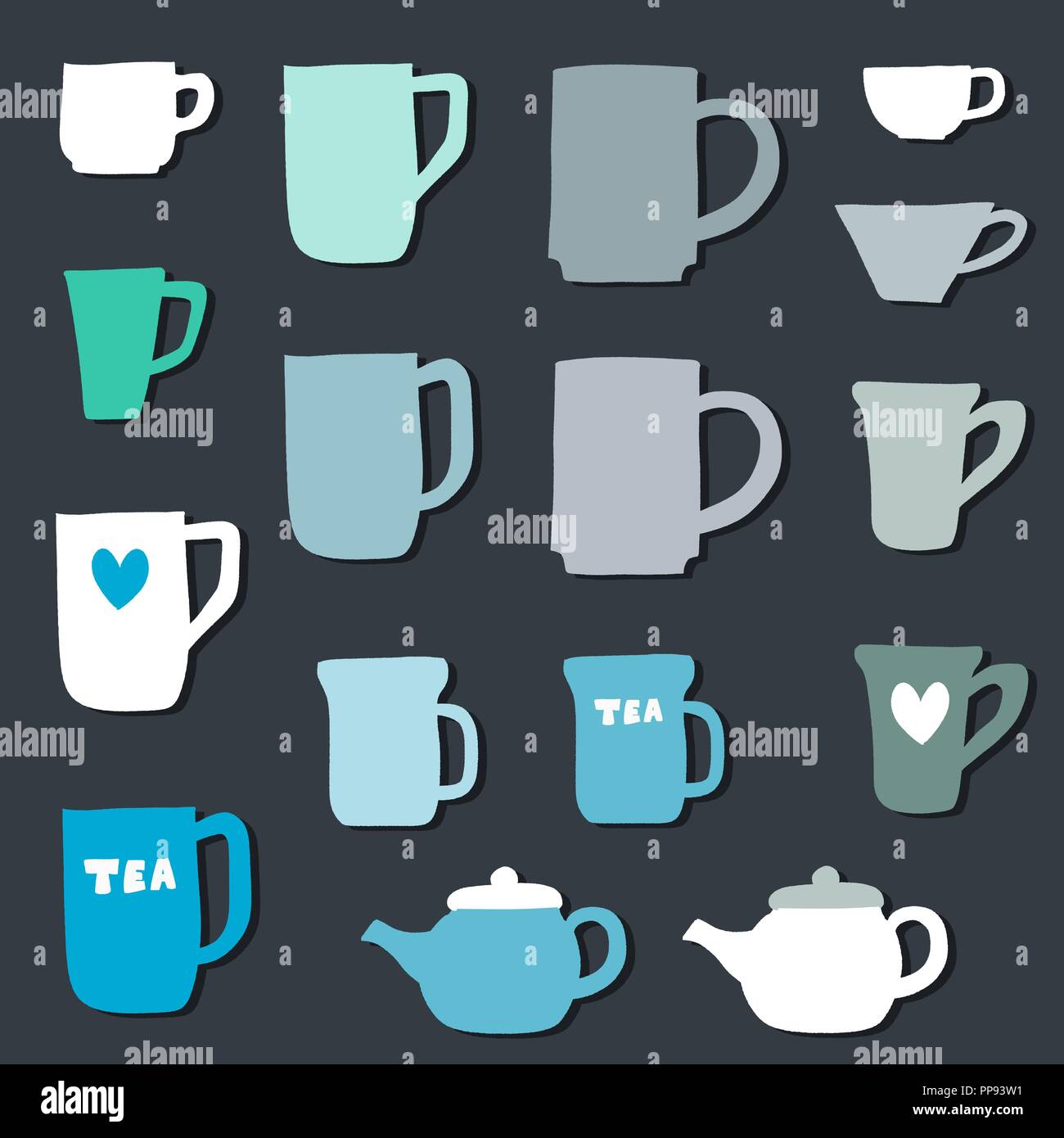 Coffee cups and tea mugs - vector object set Stock Vector Image & Art ...
