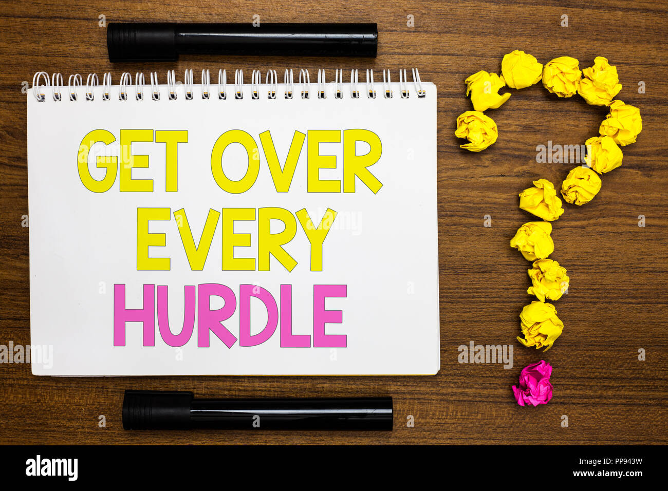 Conceptual hand writing showing Get Over Every Hurdle. Business photo ...