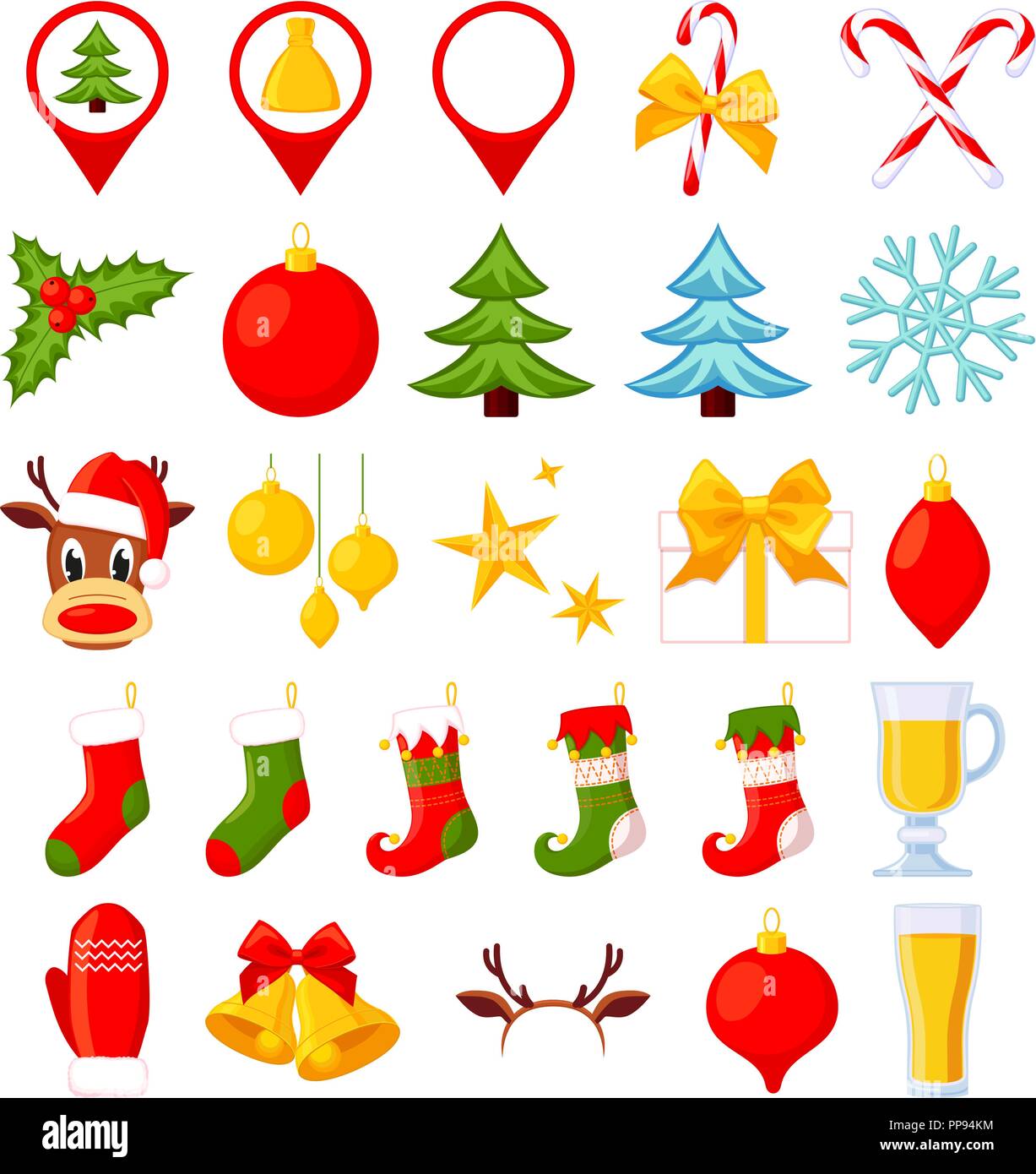 26 colorful cartoon christmas elements Stock Vector Image & Art - Alamy