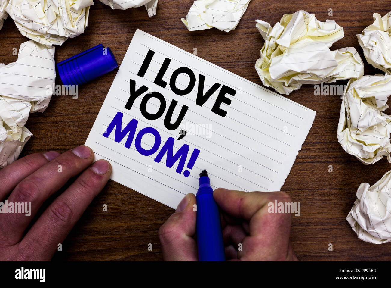 Writing note showing I Love You, Mom. Business photo showcasing Loving ...