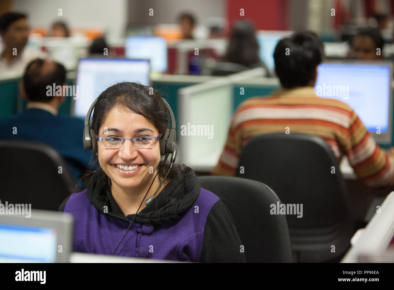 Indian Call centre staff Stock Photo - Alamy
