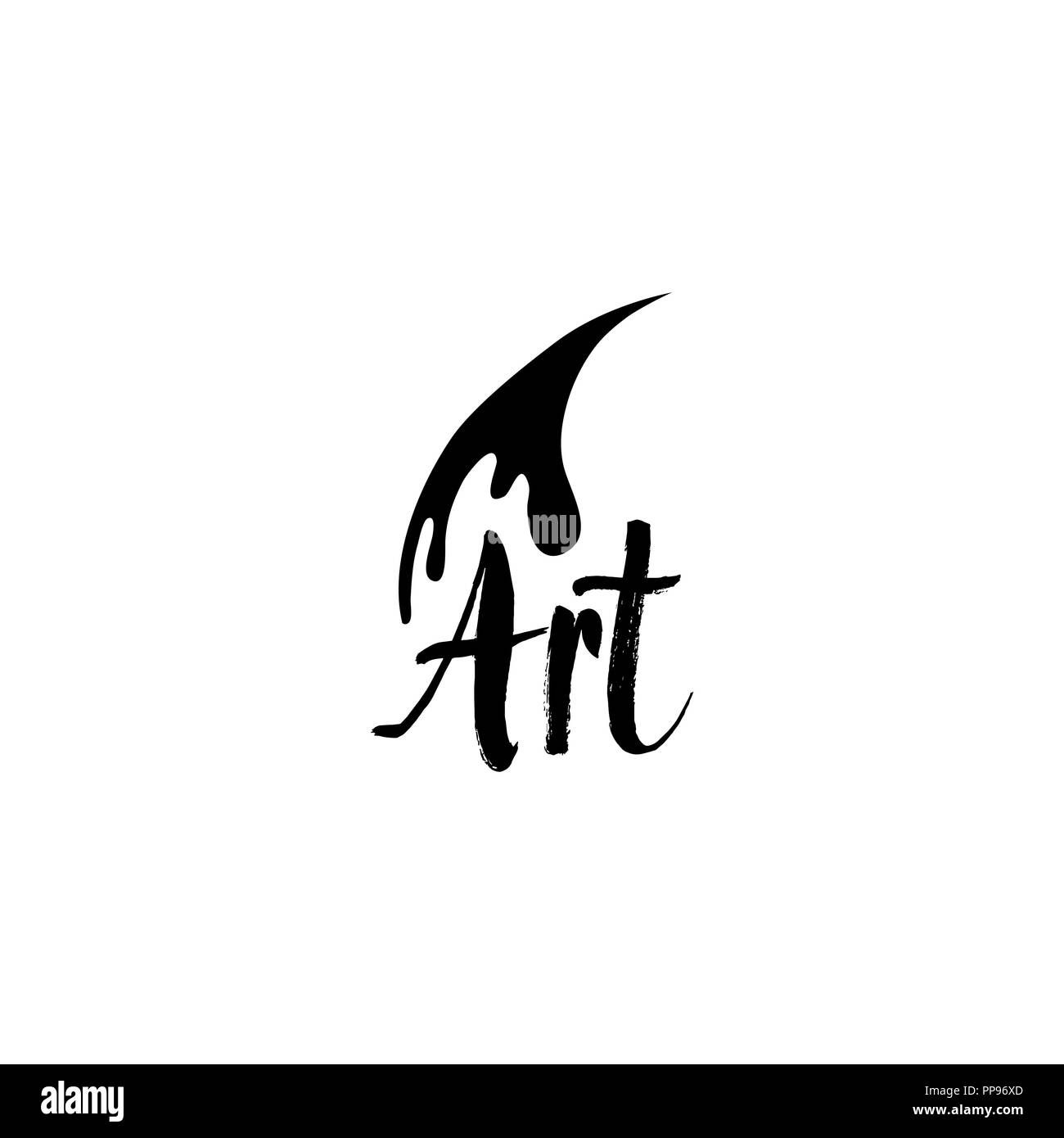 Art company lettering logo isolated design. Calligraphy school, masters ...