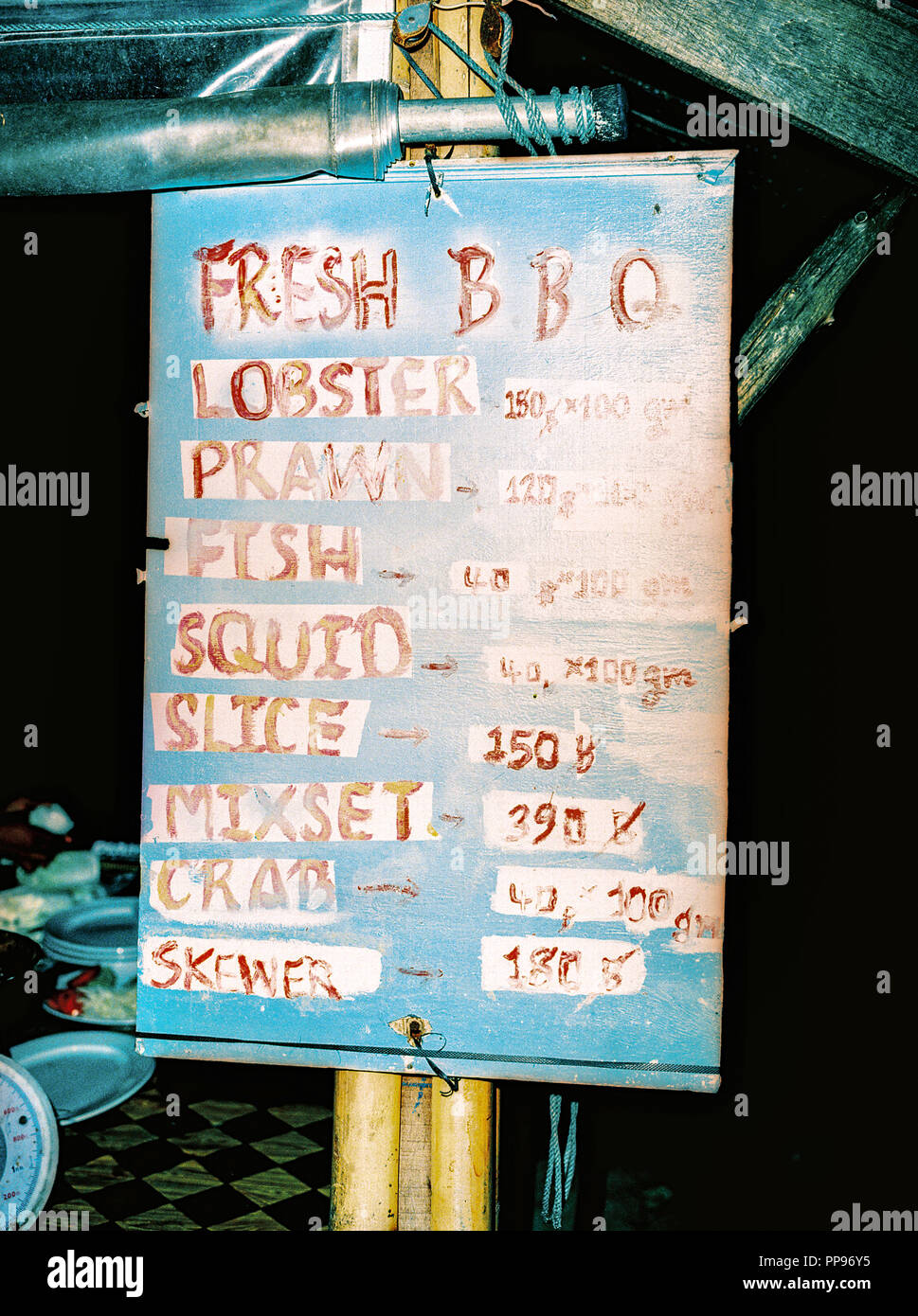 Barbecue seafood menu sign hi-res stock photography and images - Alamy