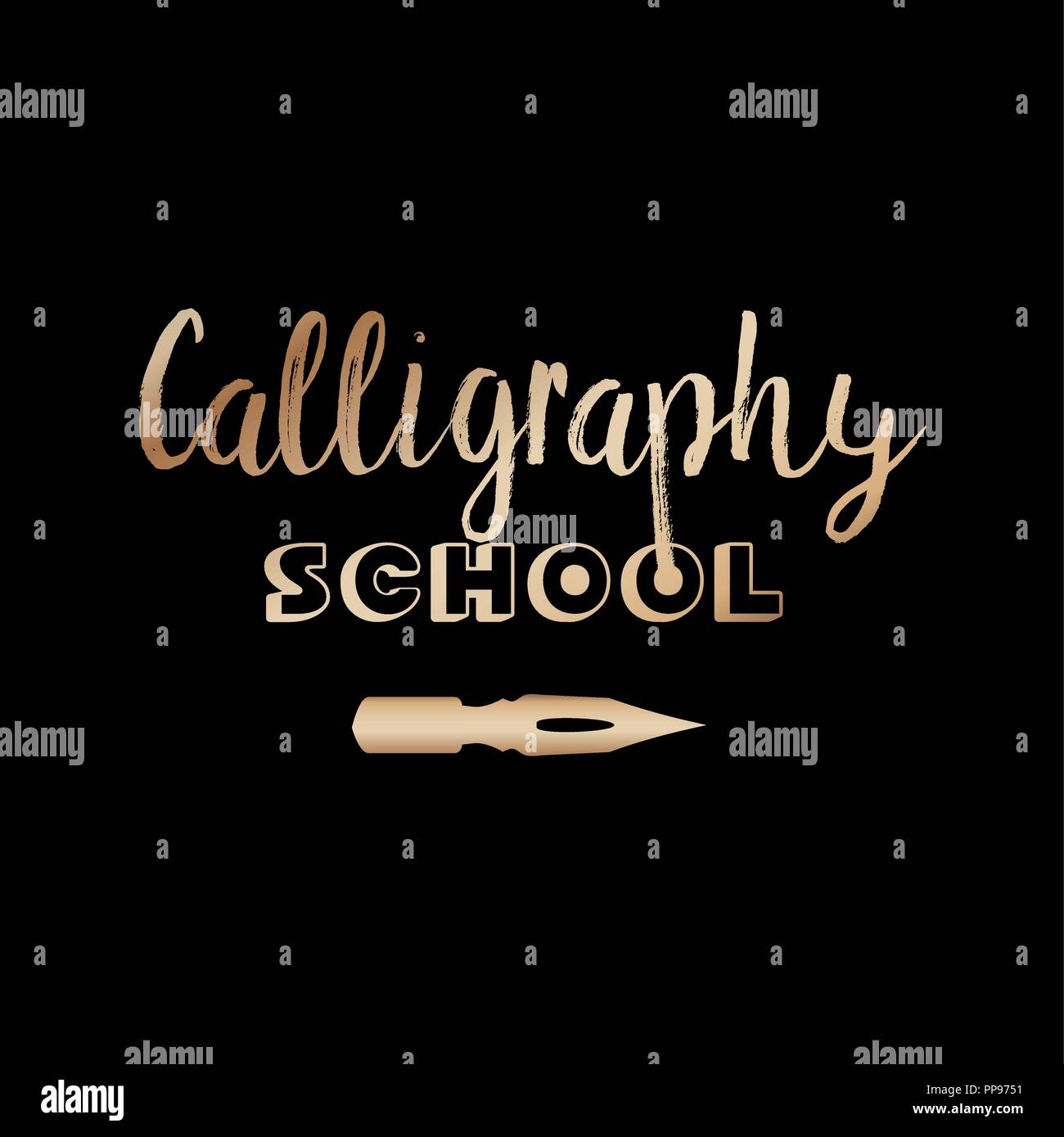 Art classes golden lettering logo design. Calligraphy school and online ...