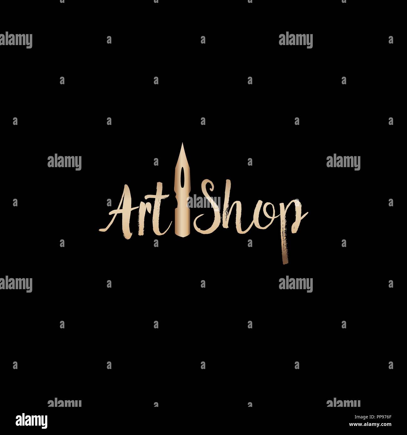 Art classes golden lettering, vecotr logo design for store. Calligraphy ...