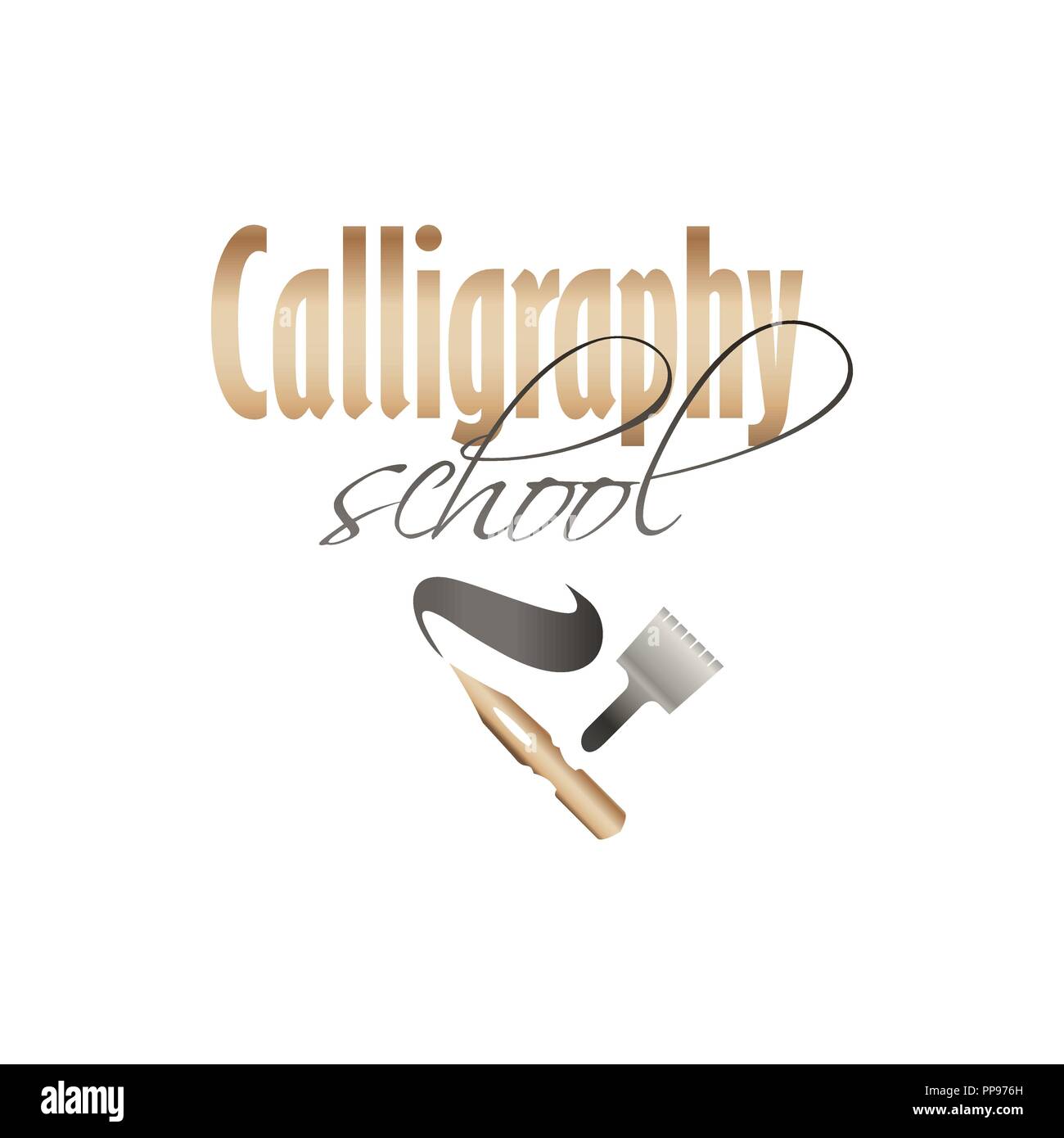 Calligraphy school lettering logo Cut Out Stock Images & Pictures - Alamy