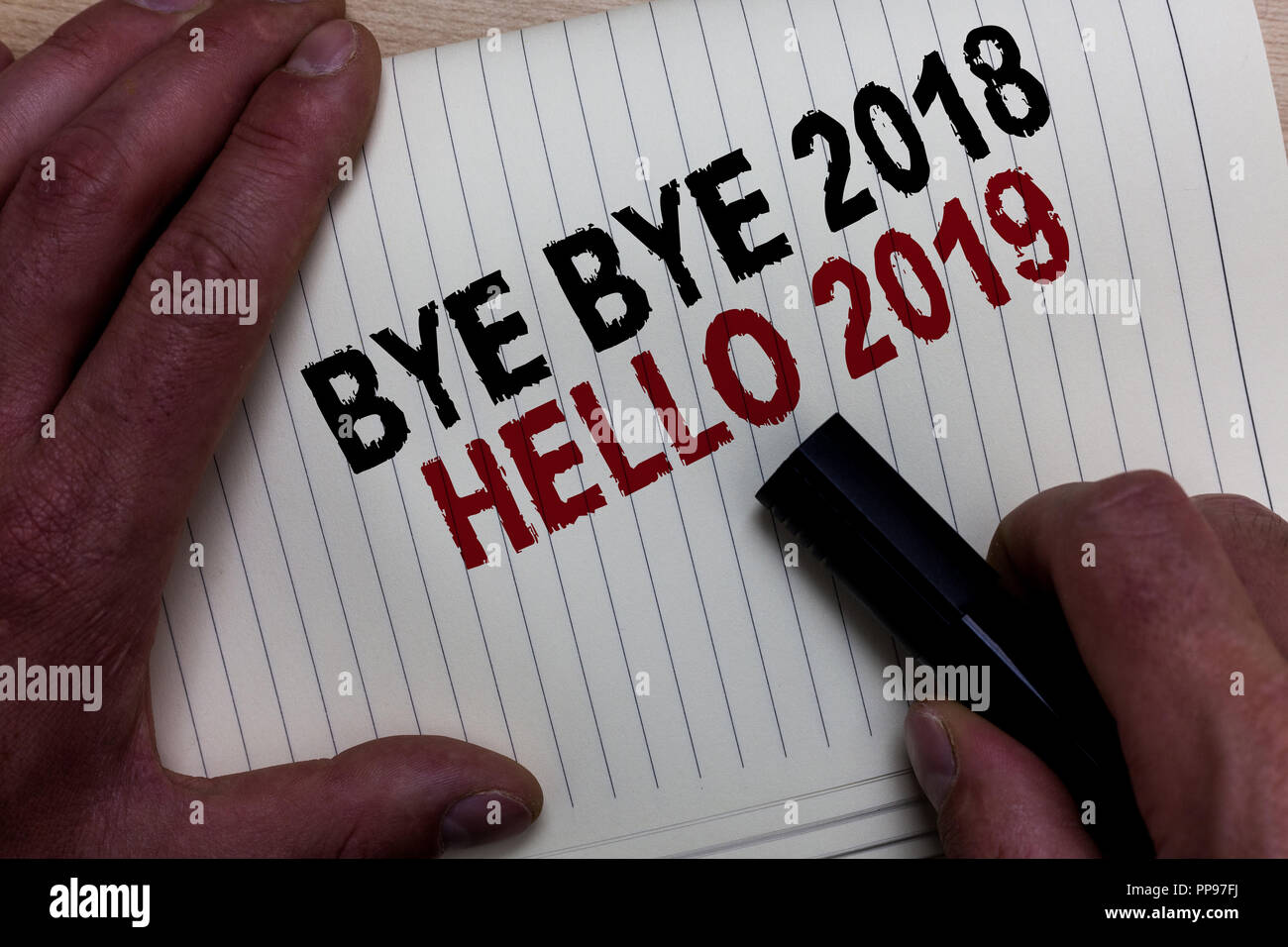 Word writing text Bye Bye 2018 Hello 2019. Business concept for ...