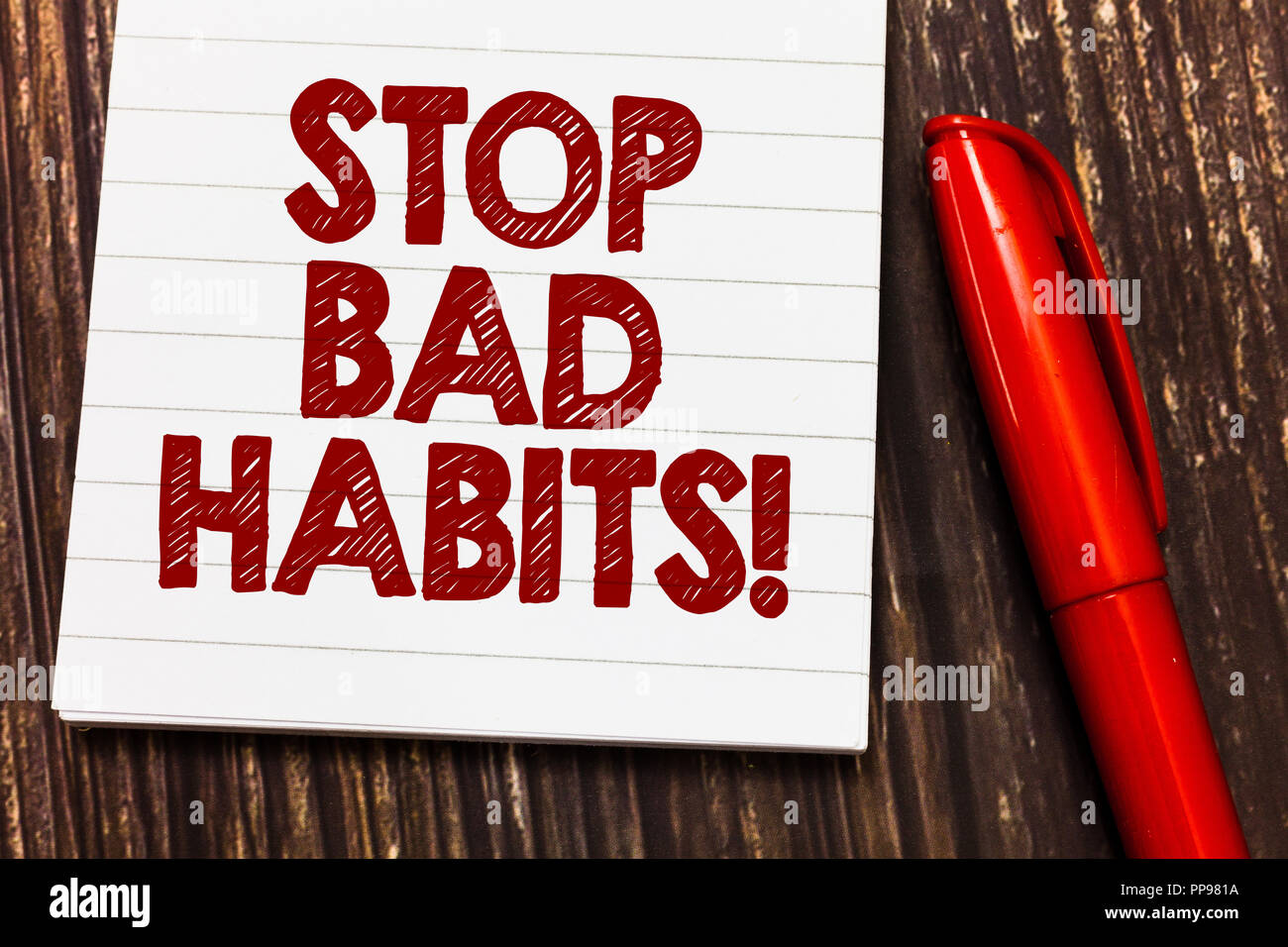 Conceptual hand writing showing Stop Bad Habits. Business photo ...