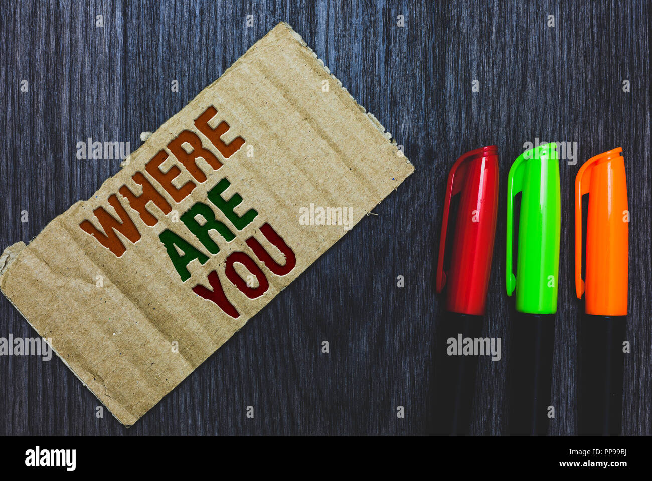 Writing note showing Where Are You. Business photo showcasing Give us ...