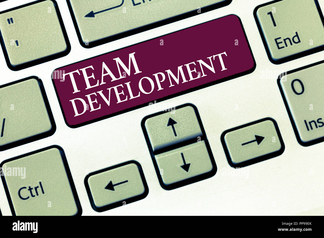 Text sign showing Team Development. Conceptual photo learn why and how small groups change over ...