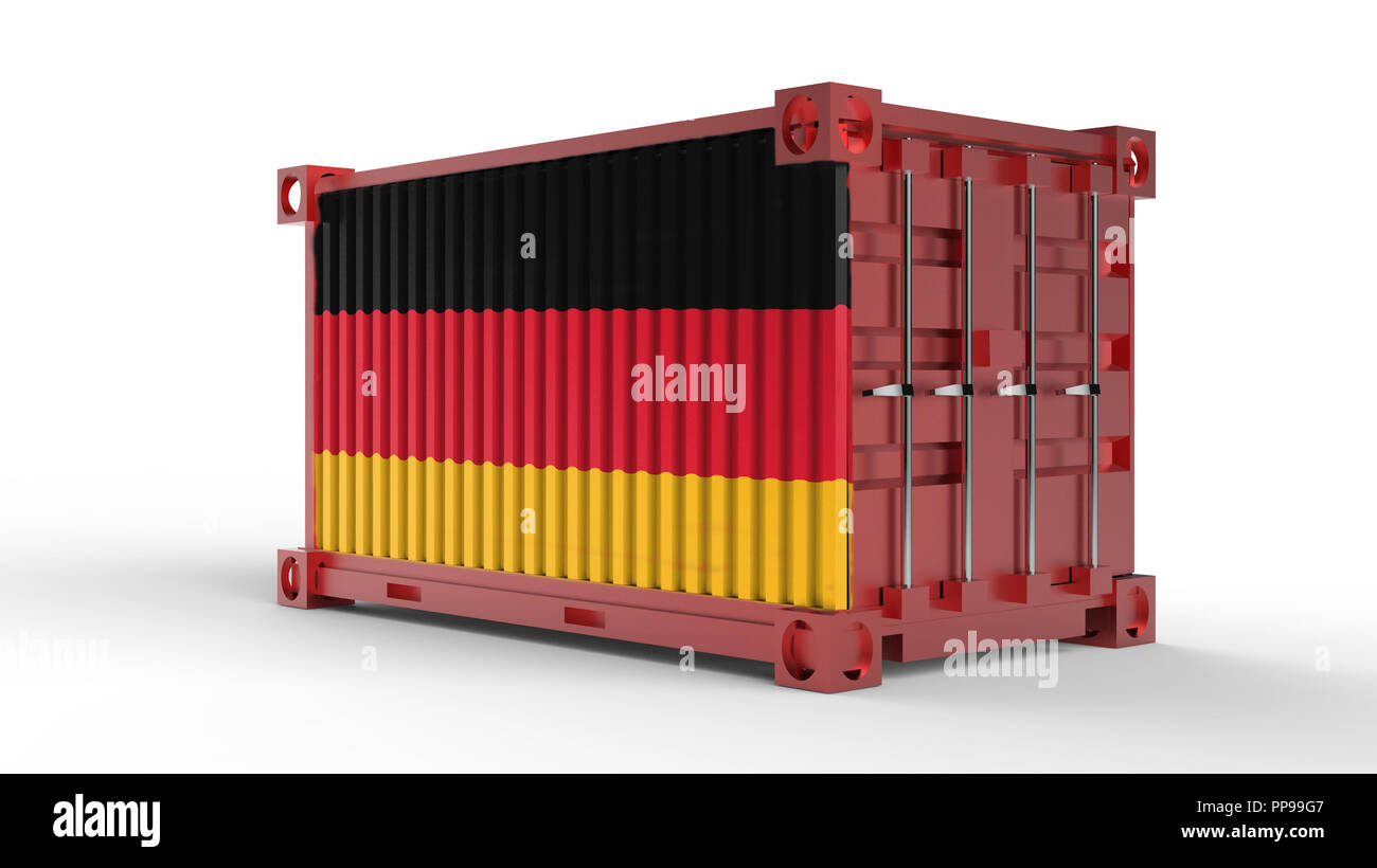 3d rendering of a shipping cargo container with with German flag ...