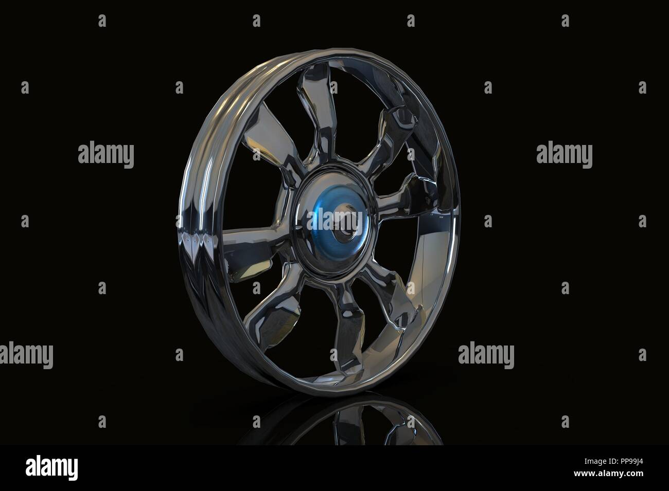 steel car disk 3D rendering Isolated on a black background Stock Photo ...