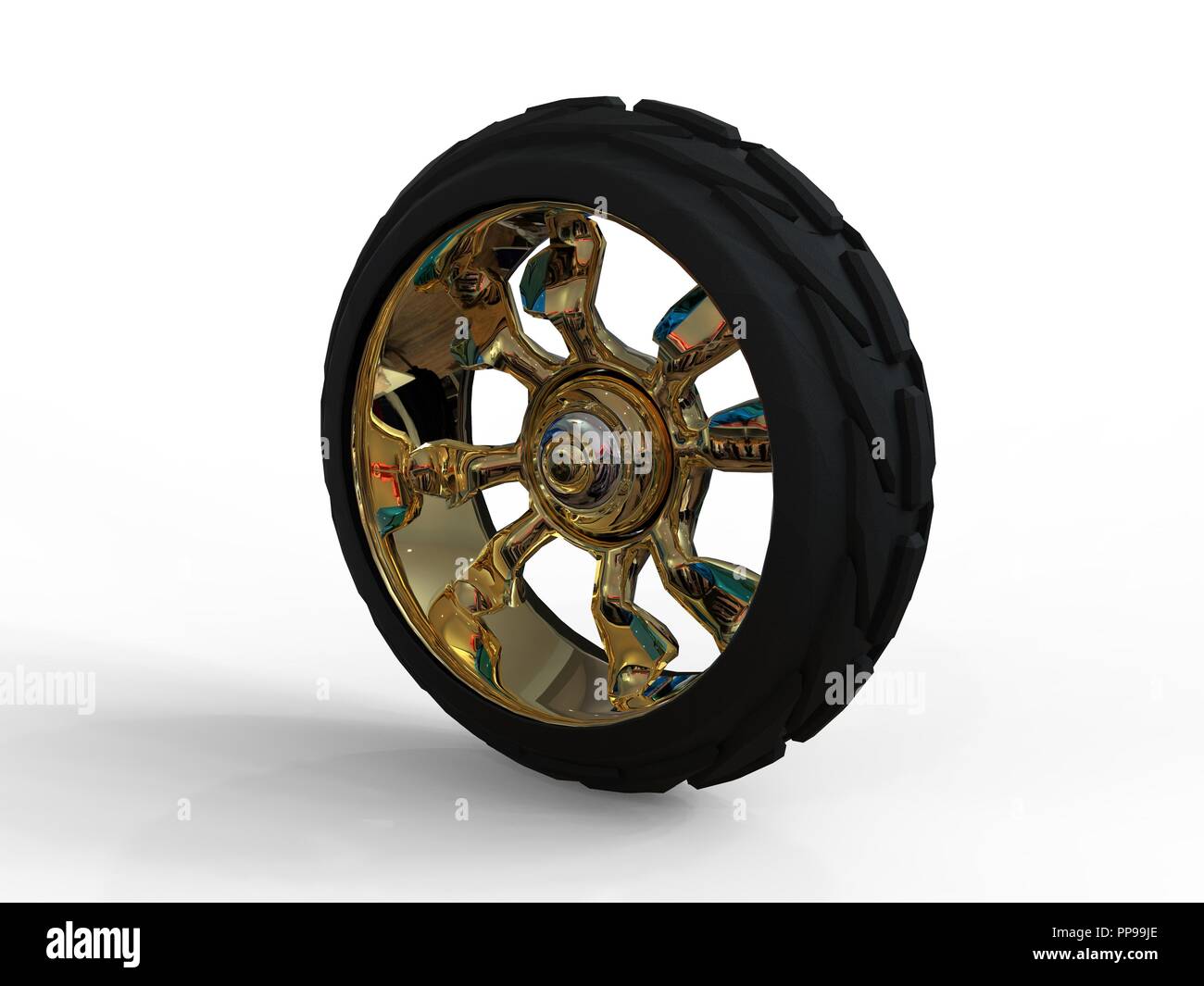 Car wheel 3D rendering Isolated on a white background Stock Photo - Alamy