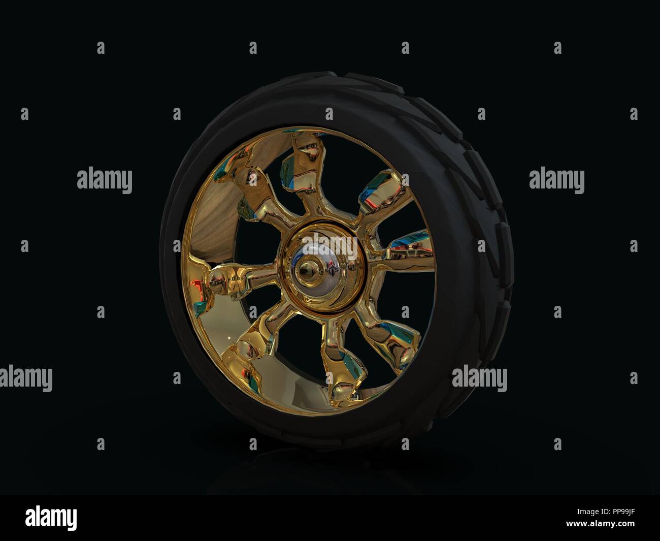 Car wheel 3D rendering Isolated on a black background Stock Photo - Alamy