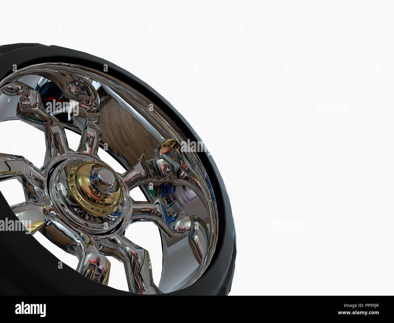 Car wheel 3D rendering Isolated on a white background Stock Photo - Alamy