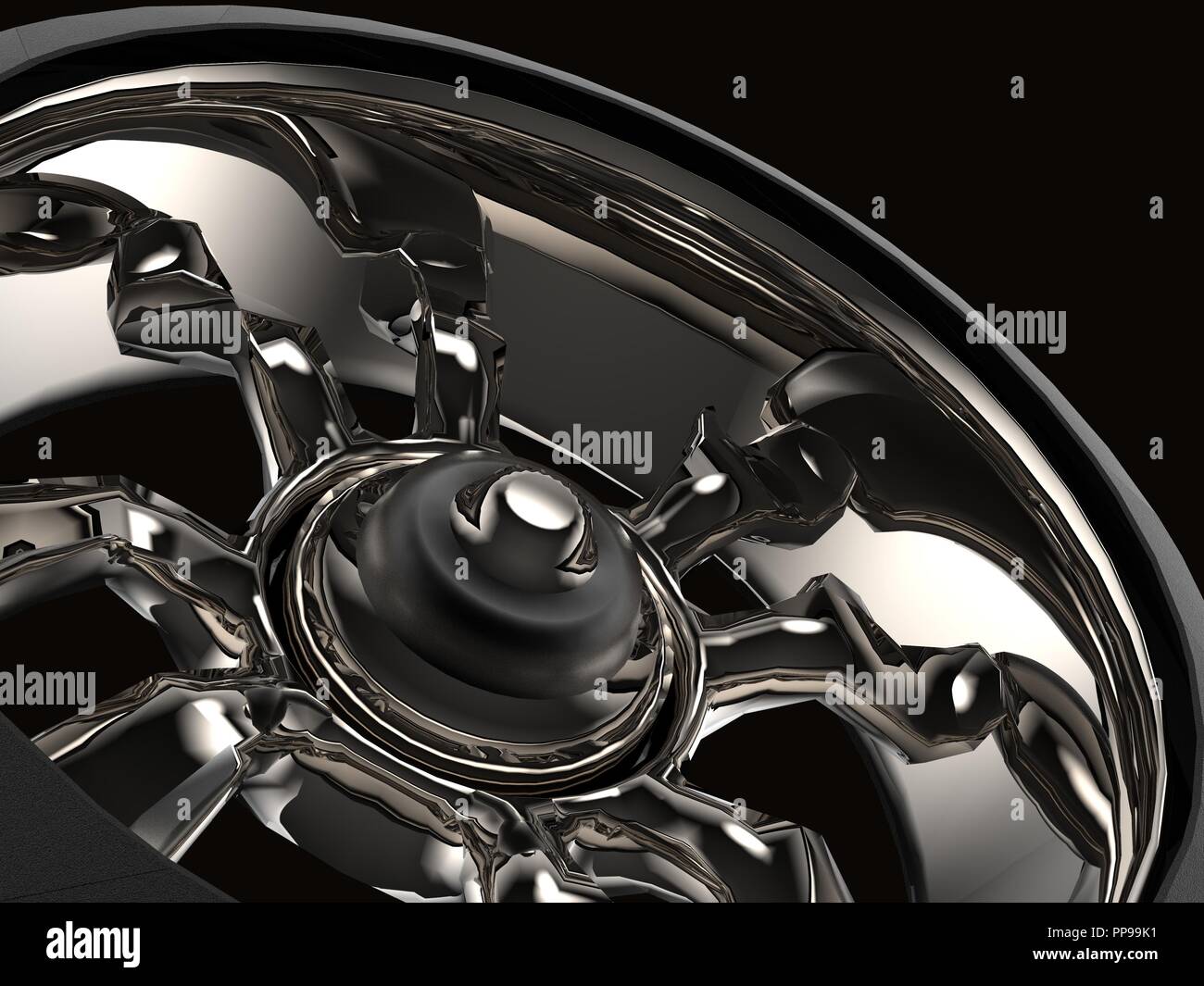 Car wheel 3D rendering Isolated on a black background Stock Photo - Alamy