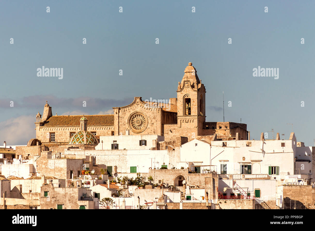 Panoramic view of the white village of Ostuni in Salento on the ...