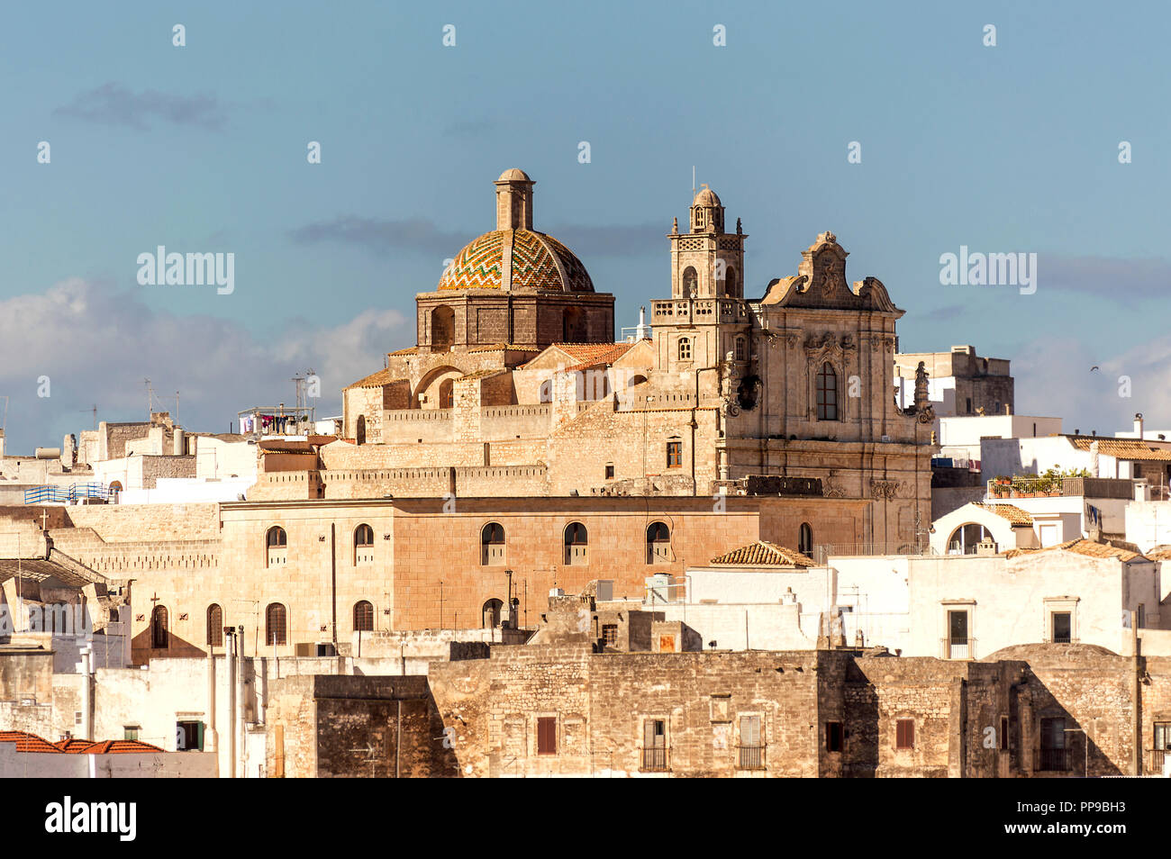 Panoramic view of the white village of Ostuni in Salento on the ...