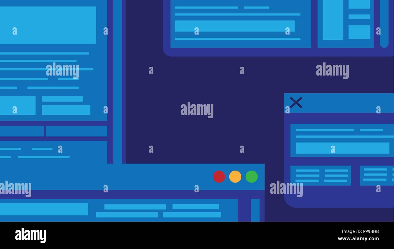 Web Browser on blue background in trendy flat style for technology ...