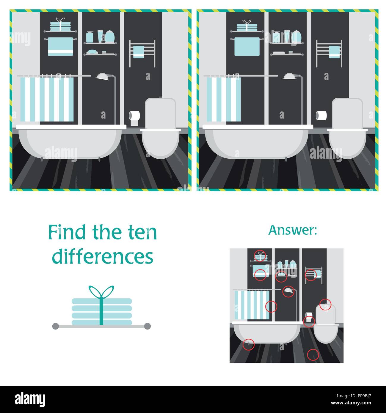 Cartoon illustration spot differences educational hi-res stock ...