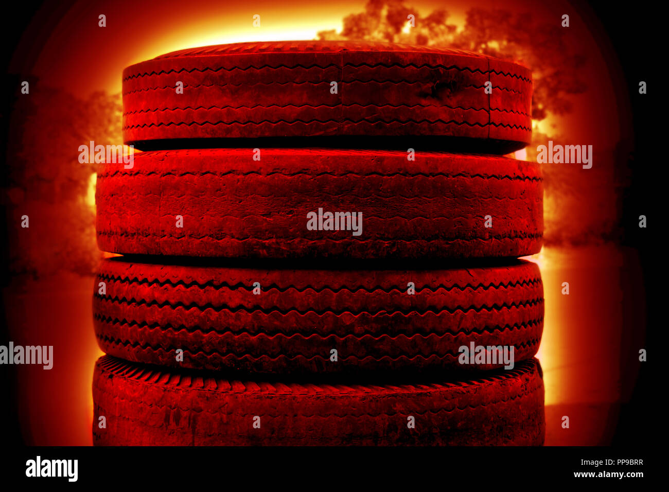 burning old tyre Stock Photo - Alamy