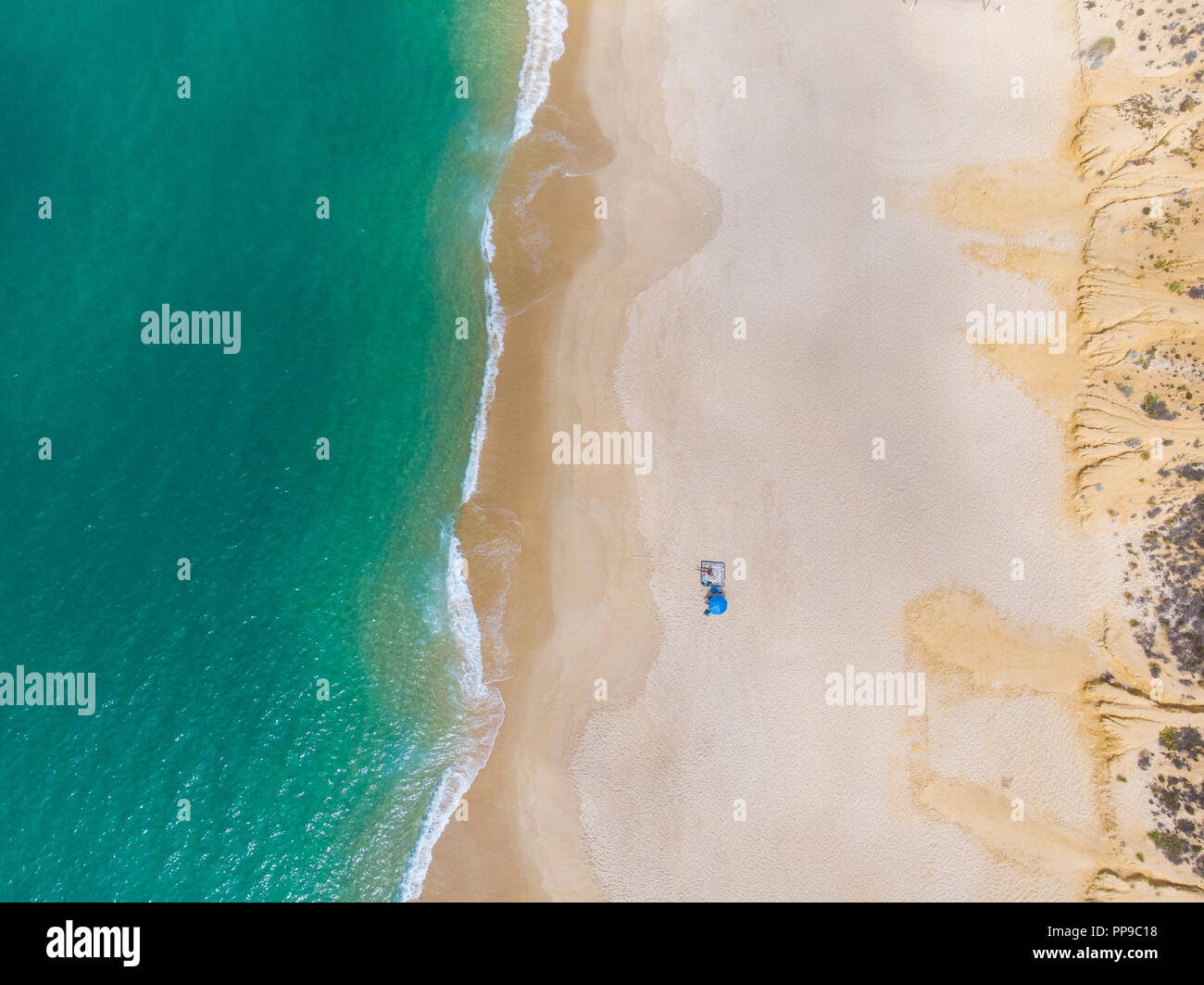 Aerial view of the beaches in Comporta, Portugal. Europe's longest ...