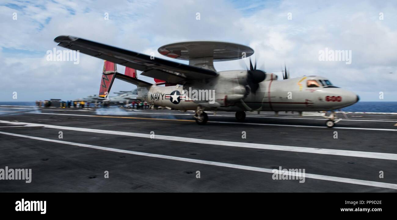 WATERS SOUTH OF JAPAN (August 15, 2018) An E-2D Hawkeye, assigned to ...