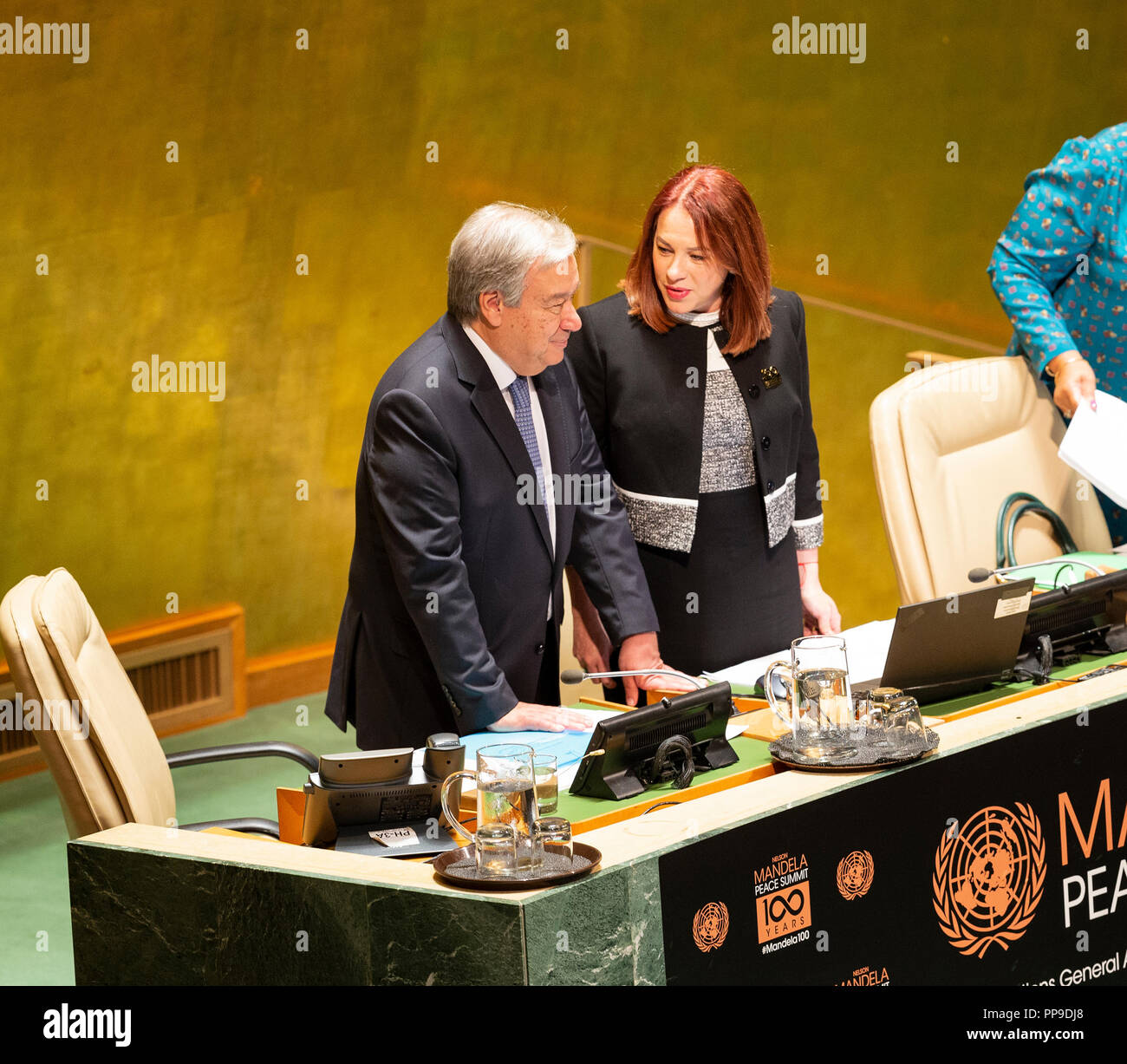 Antonio Guterres and Maria Fernanda Espinosa attend Nelson Mandela ...