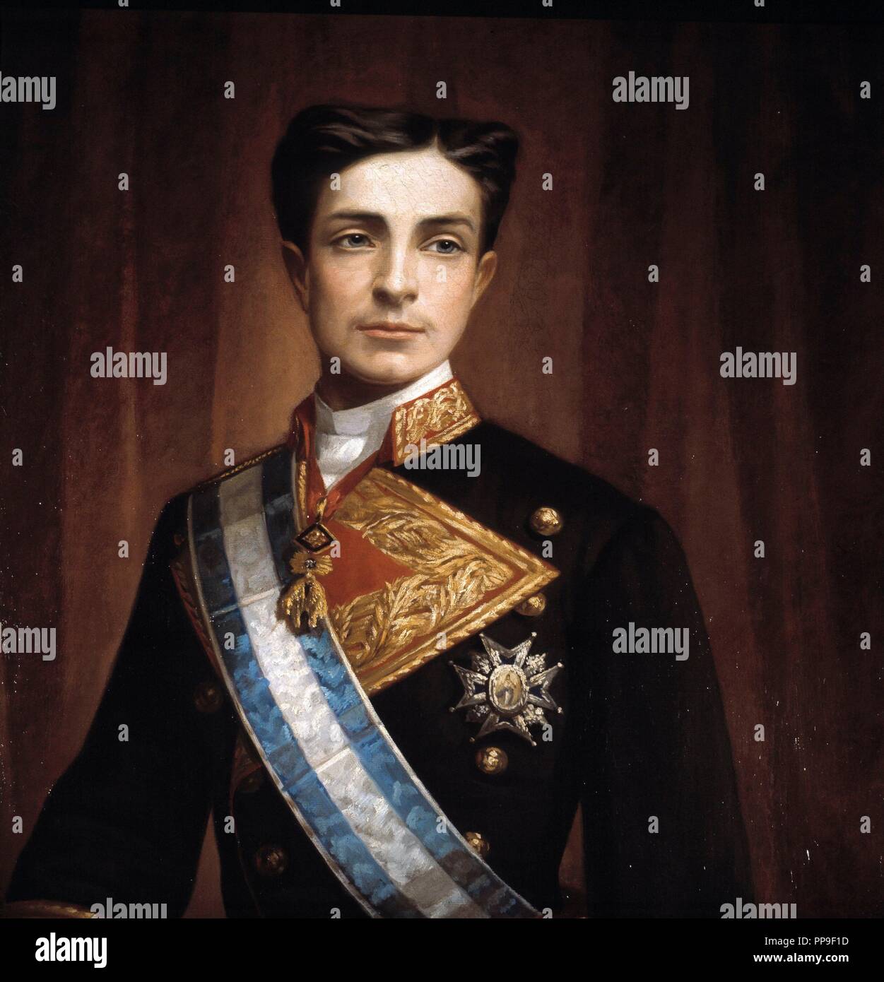 ALFONSO XII. REY DE ESPAÑA. 1857 - 1885. OLEO DE RICARDO BALACA ...
