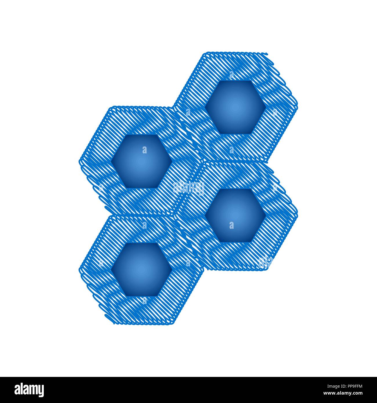 Background with decorative figures. Four pentagons from the lines next ...