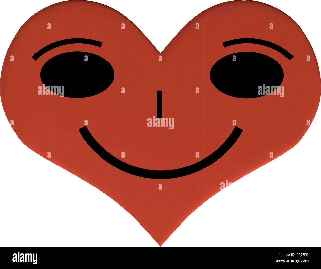 Heart with an expression. Heart with a satisfied smile. 3D. Vector ...