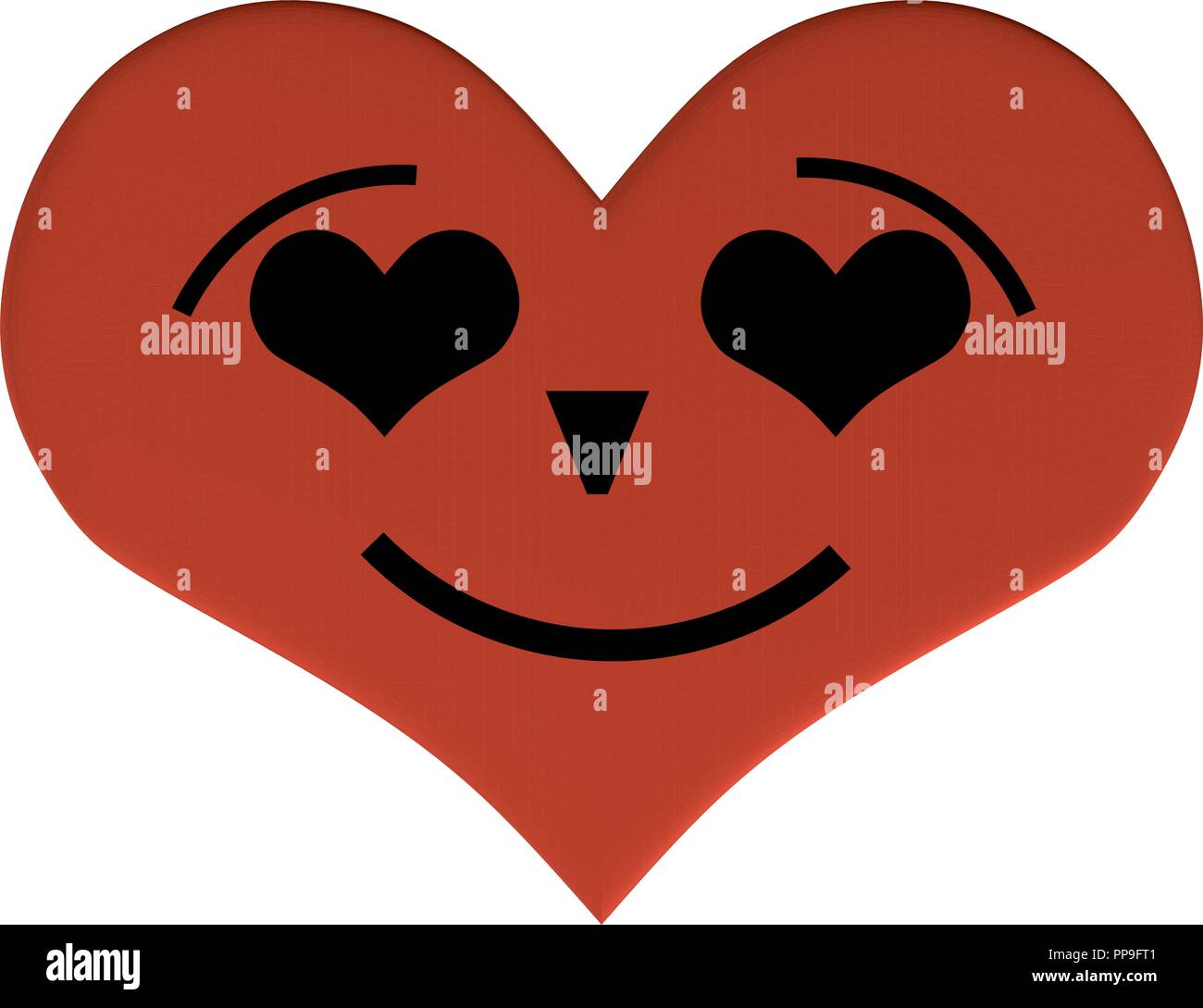 Heart with an expression. Heart with a satisfied smile. 3D. Vector ...