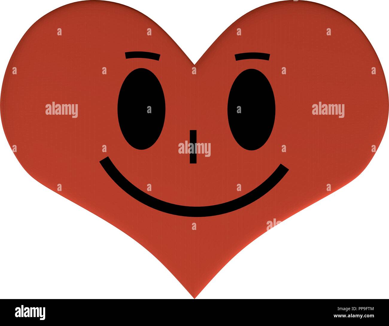 Heart with an expression. Heart with a satisfied smile. 3D. Vector ...
