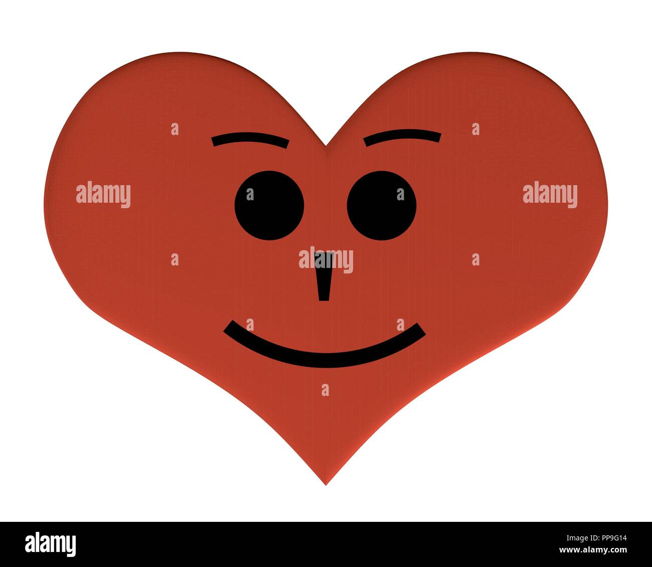 Heart with an expression. Heart with a satisfied smile. 3D. Vector ...