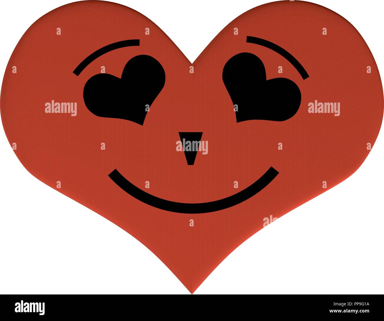 Heart with an expression. Heart with a satisfied smile. 3D. Vector ...