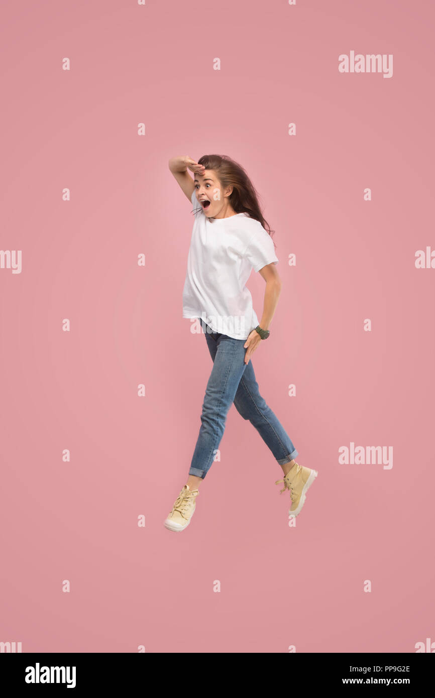 What is there interesting in the distance. seeking pretty happy young ...