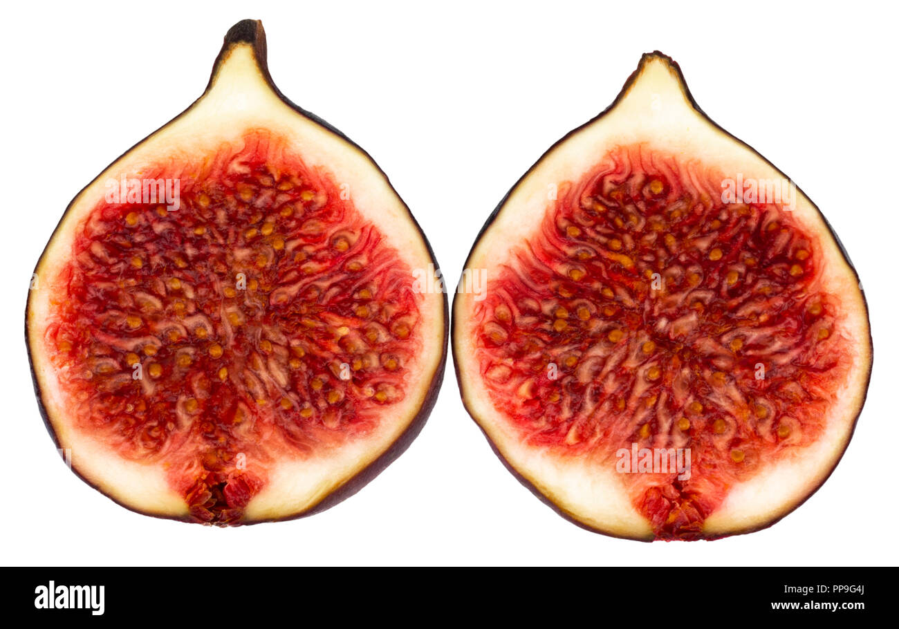 Fresh fig. Half of fruit isolated on white background. With clipping ...