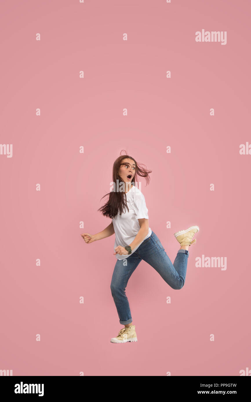 Woman running away fear hi-res stock photography and images - Alamy