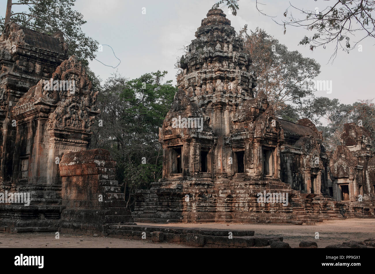 Temple structures in the Angkor complex in Siem Reap, Cambodia Stock ...