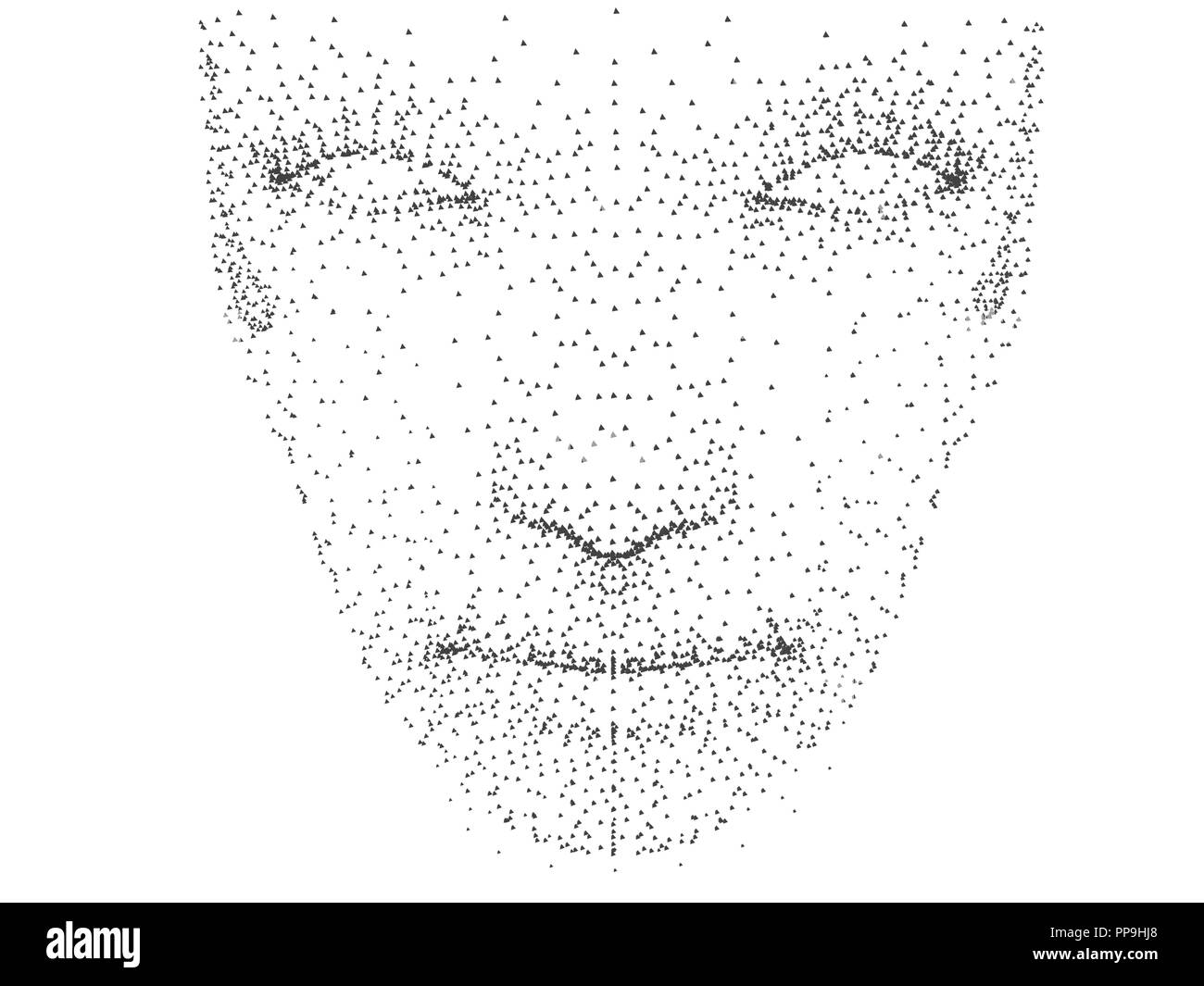The person's face is made of dots. Abstract person's face consisting of ...