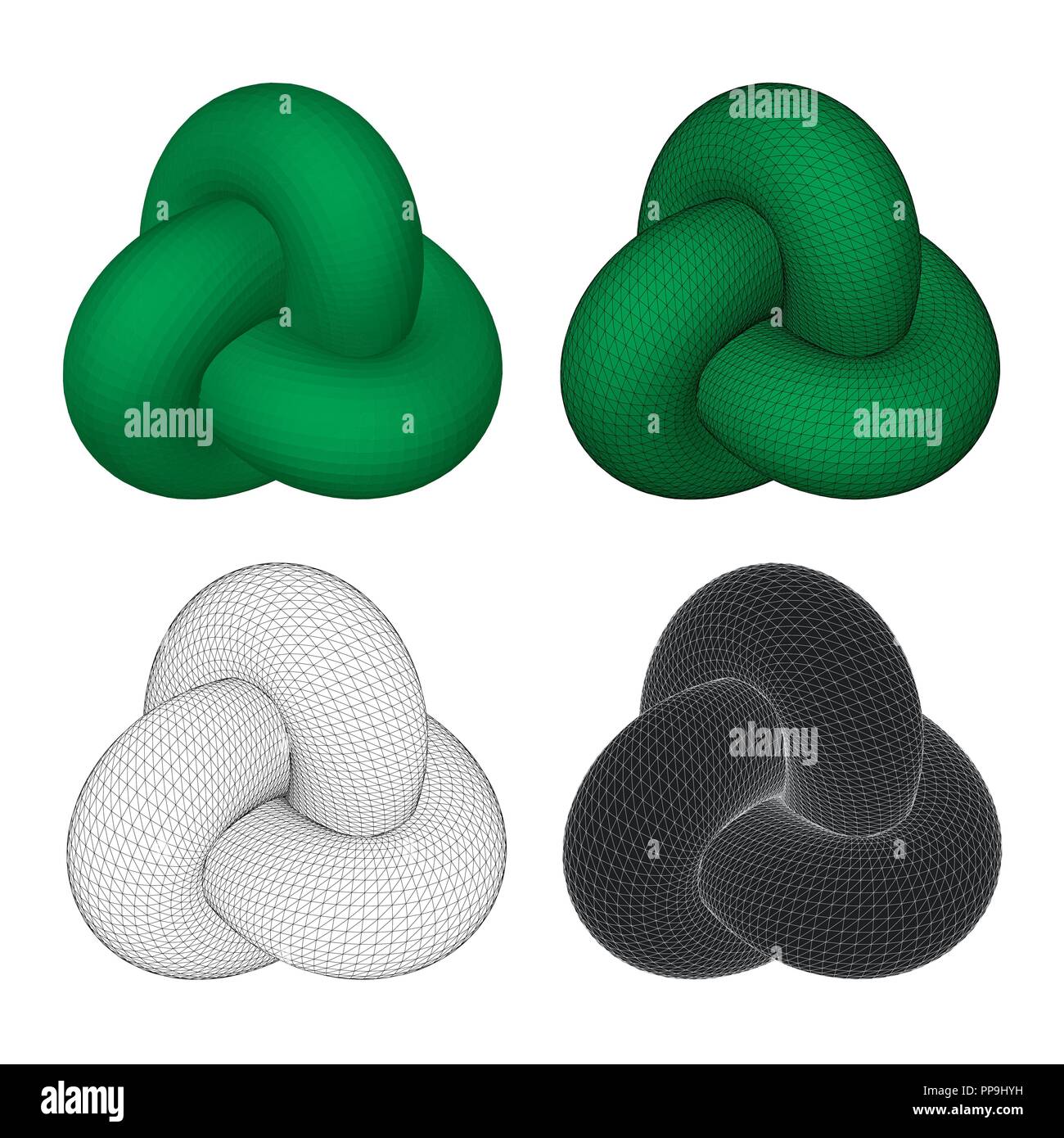 Geometric figure torus knot. A set with geometric figures 3D. Vector ...