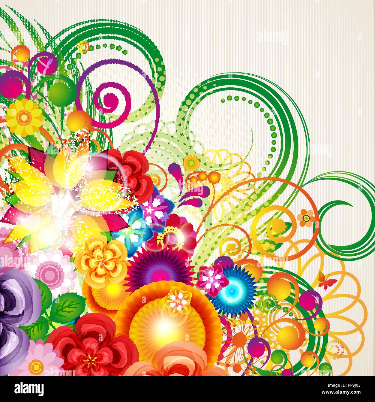 Flowers spring design background, floral pattern, vector illustration ...