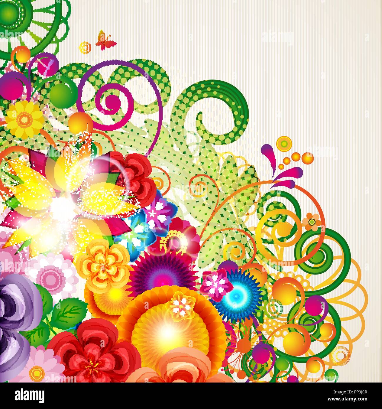 Flowers spring design background, floral pattern, vector illustration ...