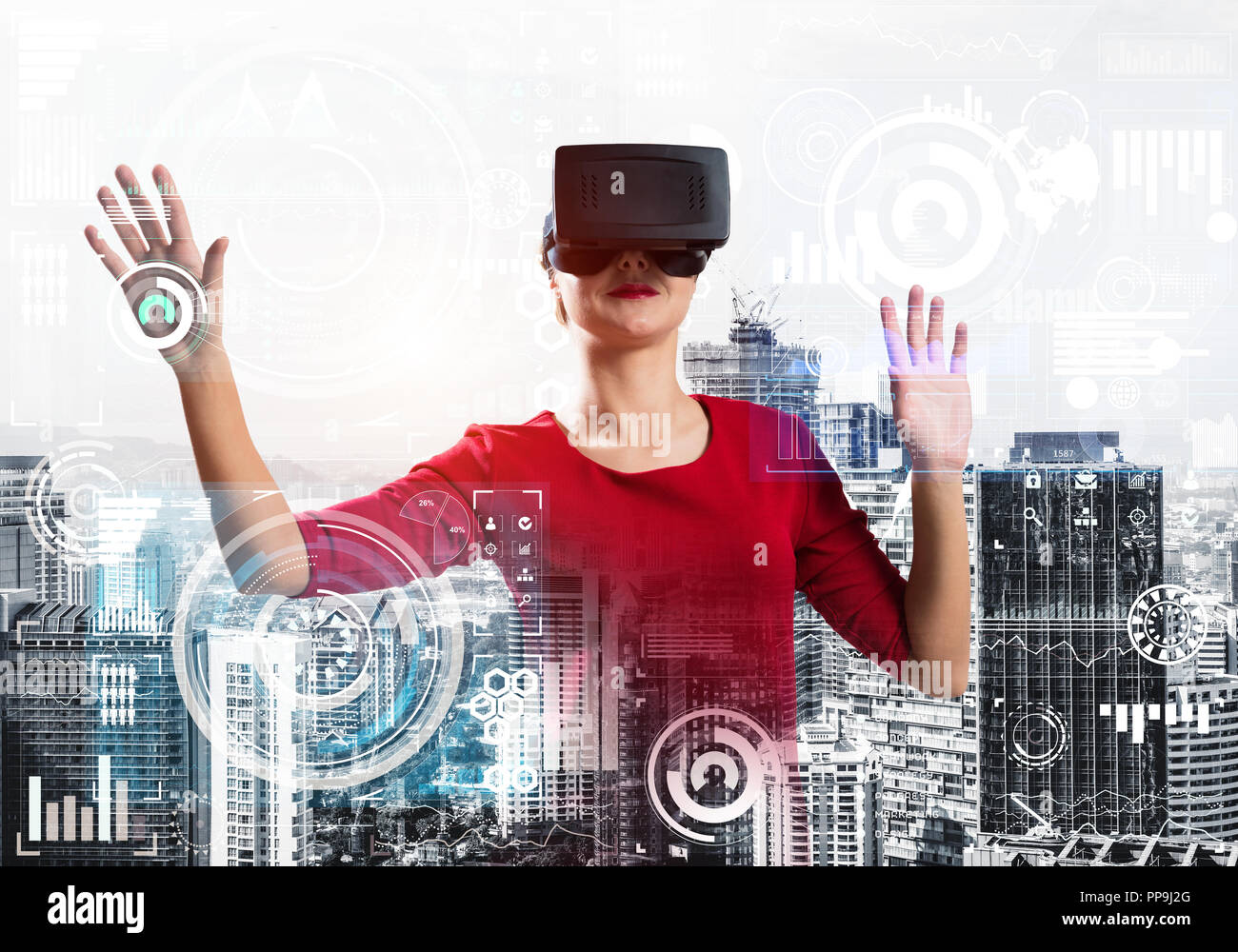 Virtual reality experience Stock Photo - Alamy