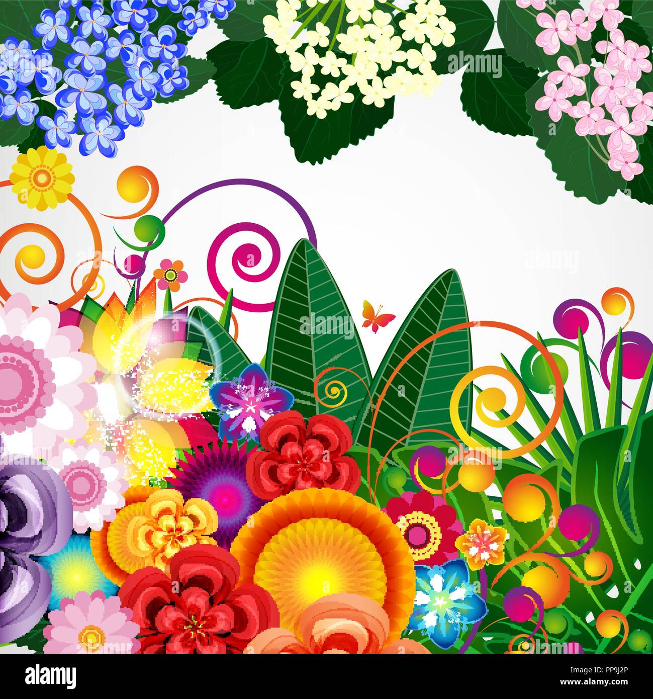 Flowers spring design background, floral pattern, vector illustration ...