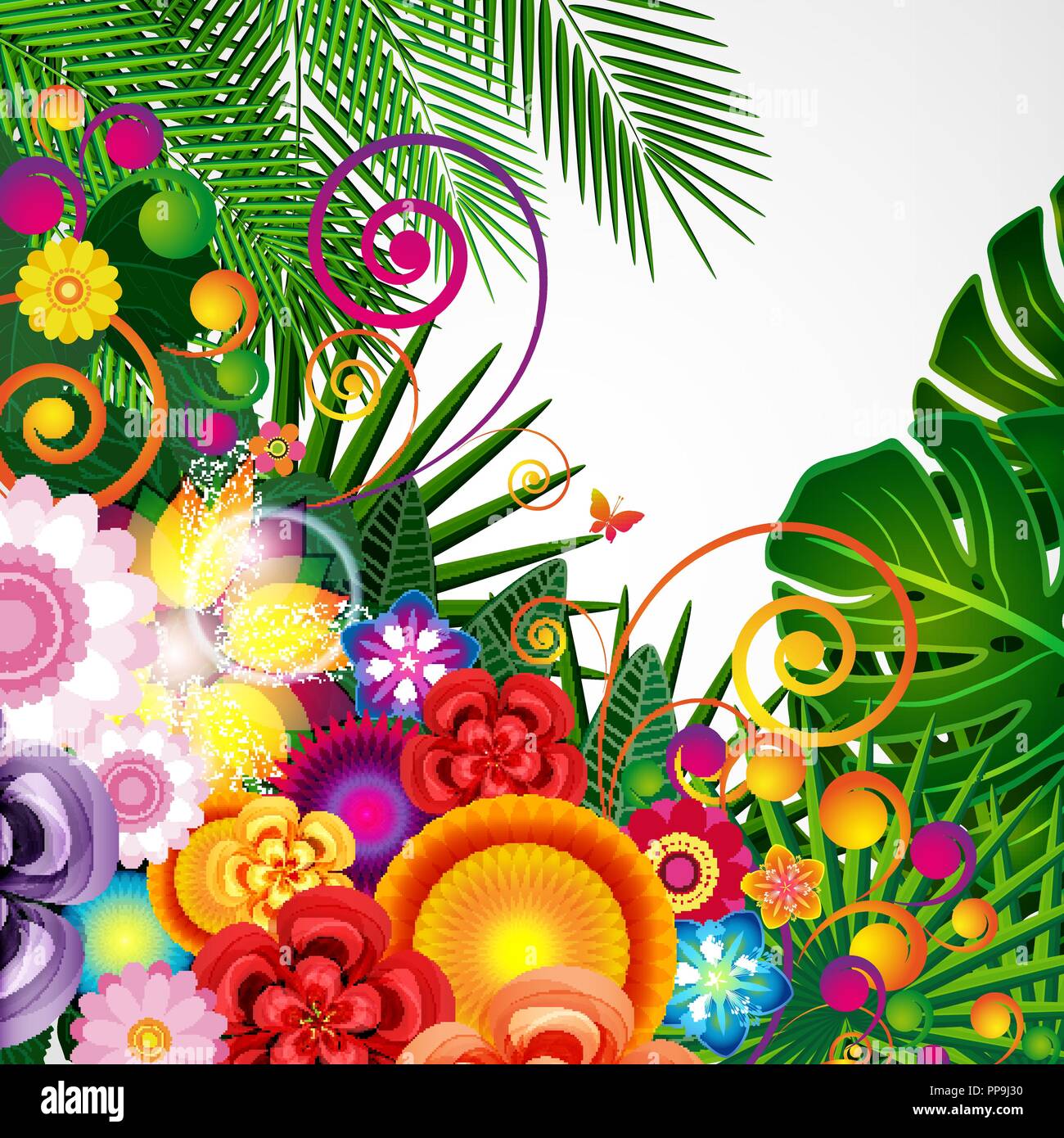 Flowers spring design background, floral pattern, vector illustration ...