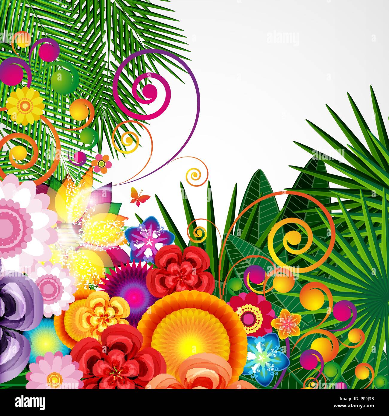Flowers spring design background, floral pattern, vector illustration ...