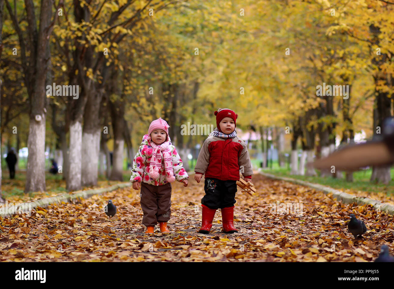 children having fun on a walk in the park Stock Photo - Alamy
