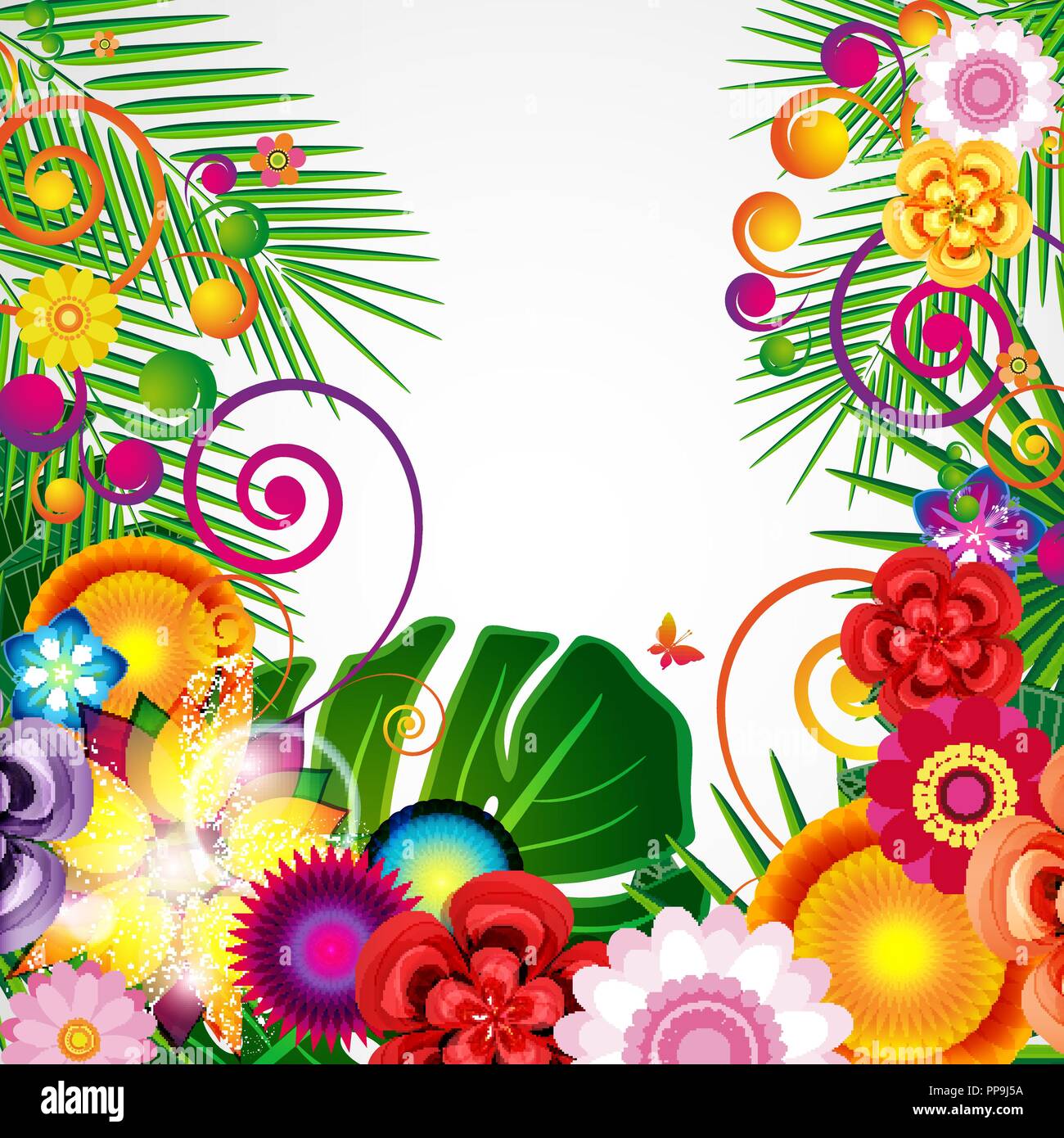 Flowers spring design background, floral pattern, vector illustration ...