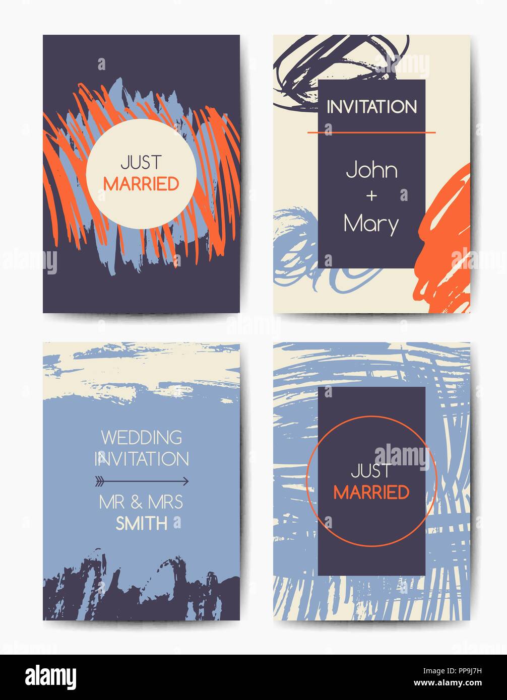 Vector wedding invitation grunge templates in color Stock Vector Image ...